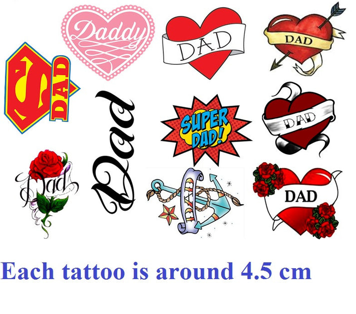 Fathers Day Dad Temporary Tattoos | Kaz Creations