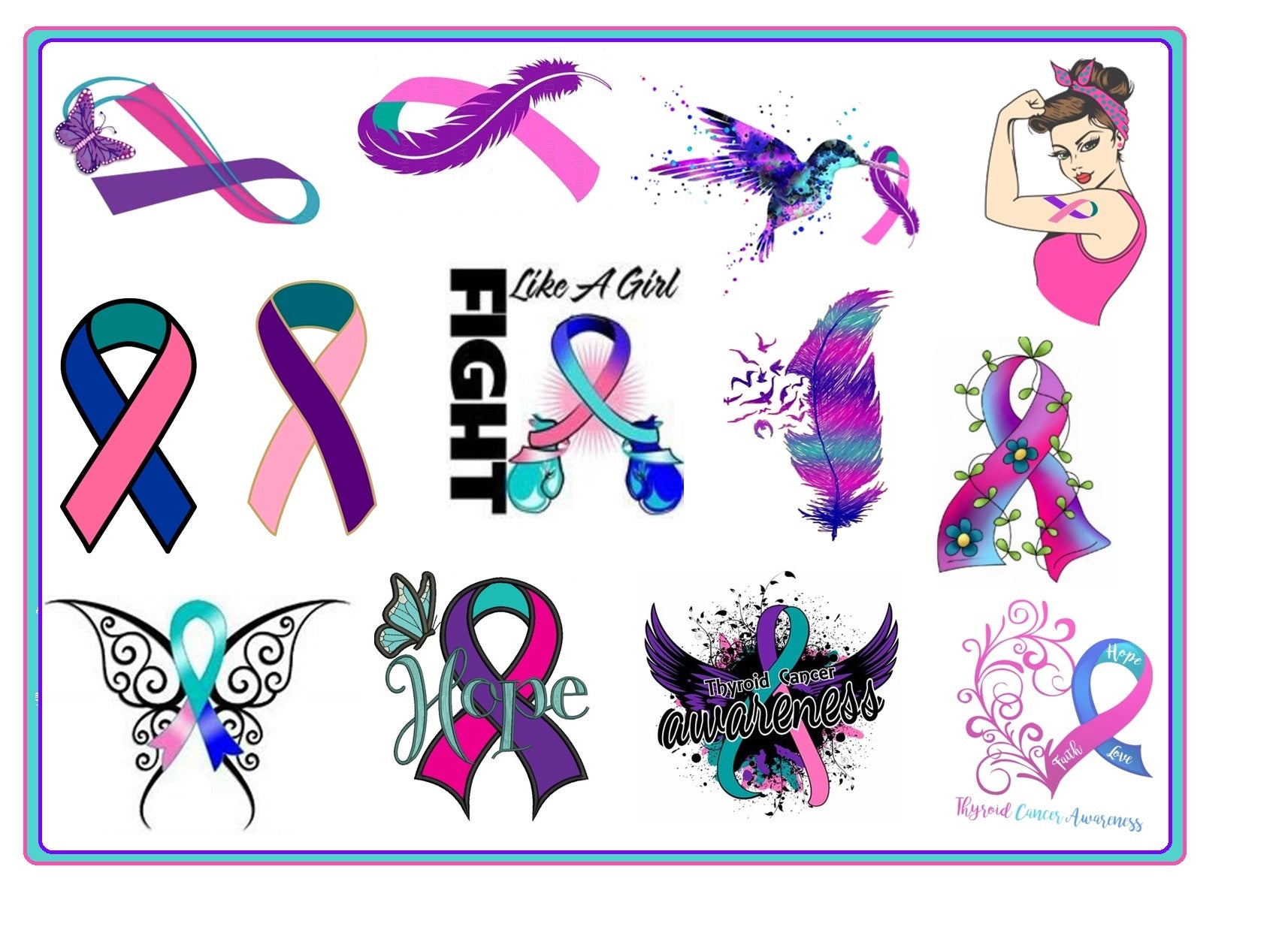 Thyroid Cancer Ribbon Butterfly